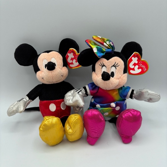 Disney | Toys | Disney Ty Beanie Babies Sparkle Mickey Mouse Minnie ...
